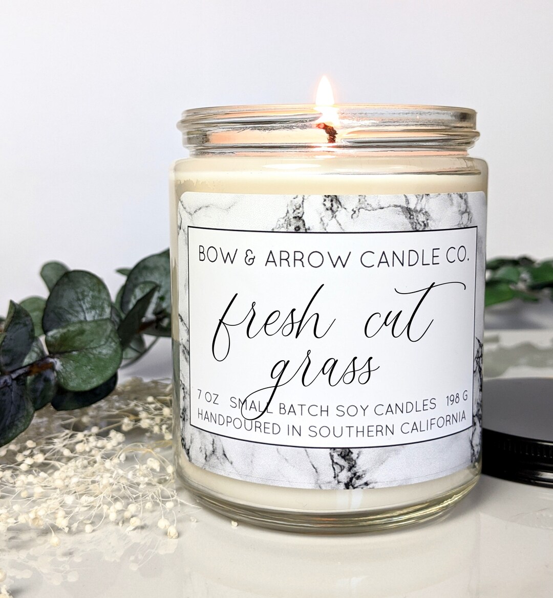 Natural Soy Candle Grass Scented 7 Oz Jar Candle Fresh Cut Grass Grass Scented Scented Soy