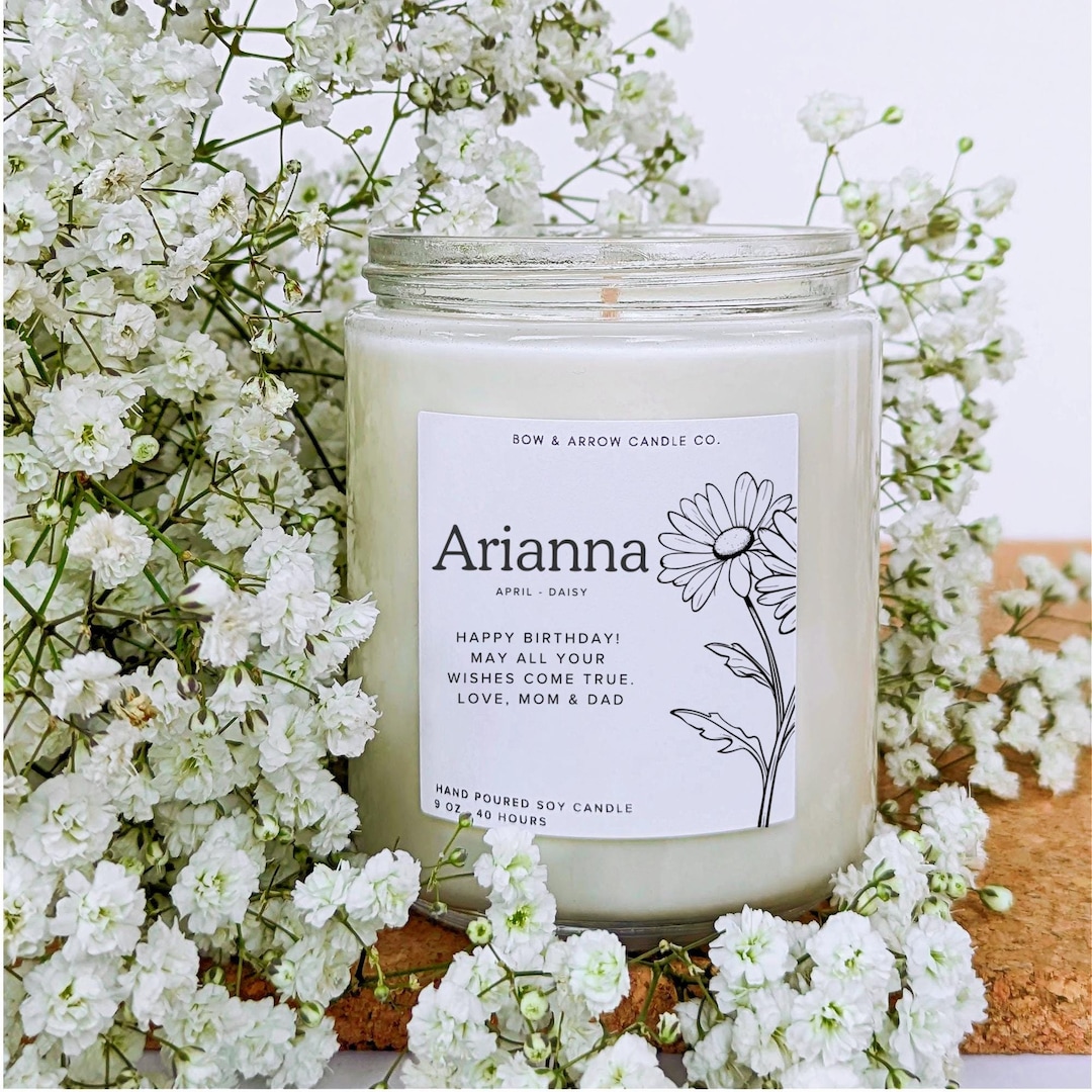 April Birth Month Flower Candle With Personalized Name and Text ...
