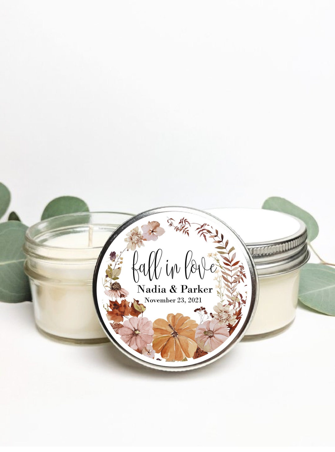 Set of 25 Custom Wedding Favor Candles Fall Wedding Autumn Wedding ...