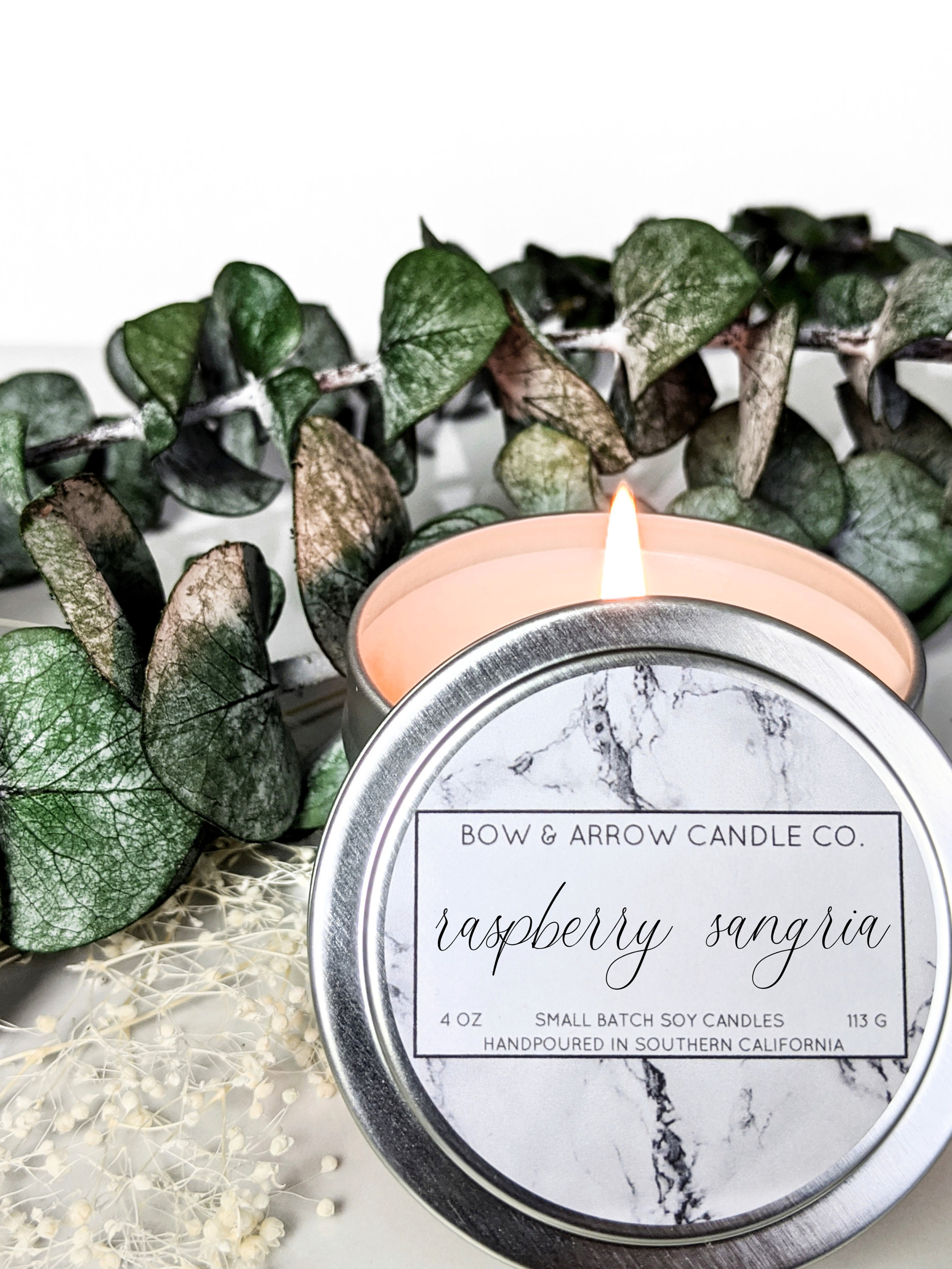 4 Oz Natural Soy Candle Raspberry Sangria Scented | 4 Oz Tin Candle ...