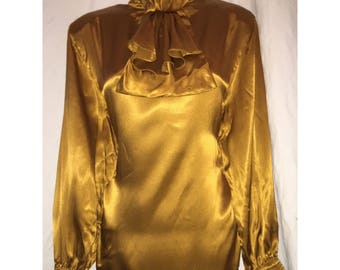 Gold silk blouse | Etsy
