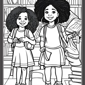 Black Children Back to School Coloring Pages - Etsy