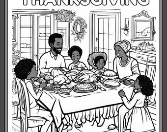 Black Thanksgiving Day Coloring Pages - Etsy