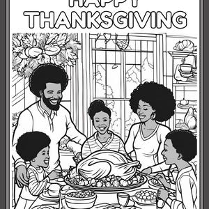 Black Thanksgiving Day Coloring Pages - Etsy