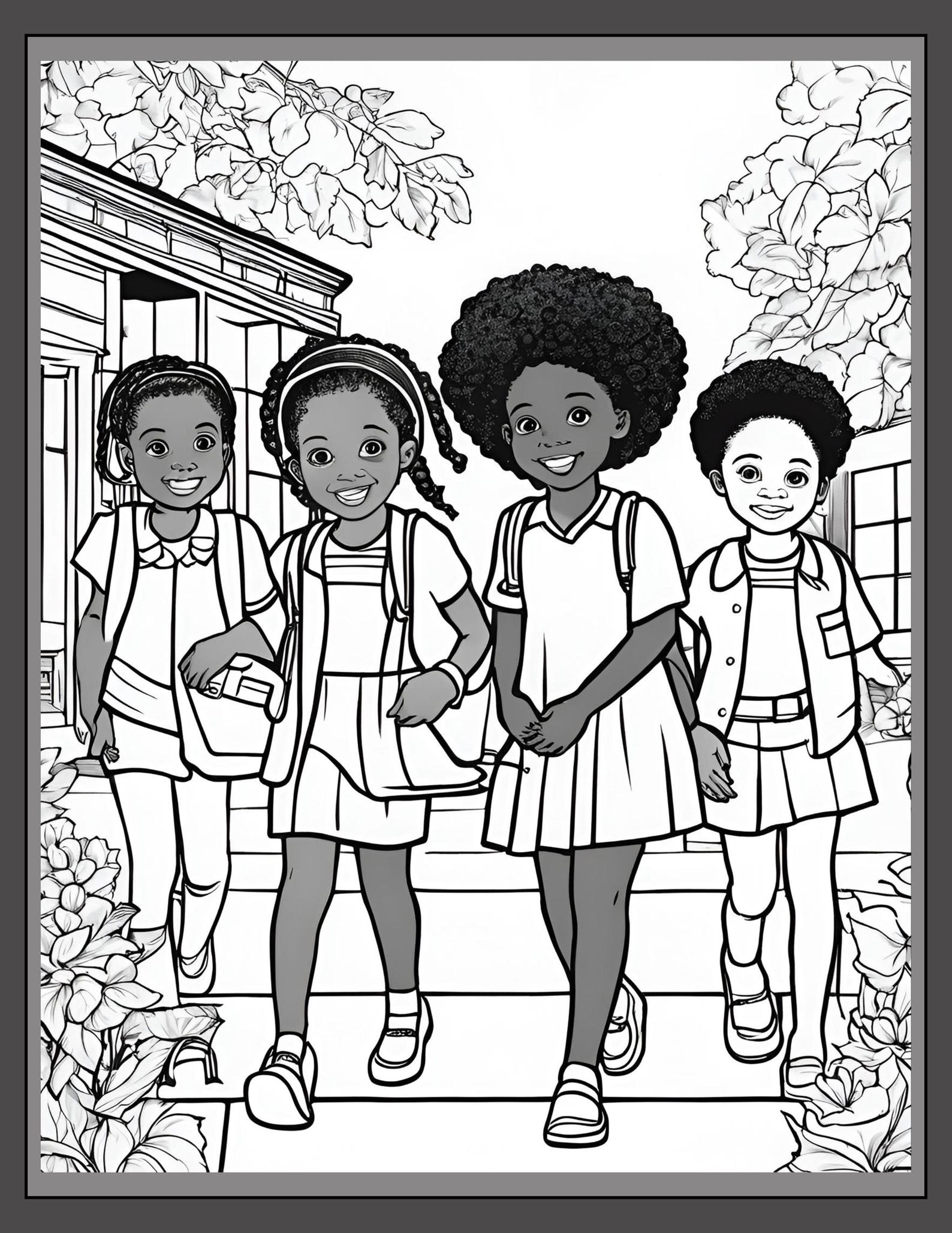 Black Children Back to School Coloring Pages - Etsy