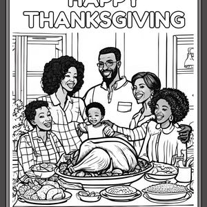 Black Thanksgiving Day Coloring Pages - Etsy