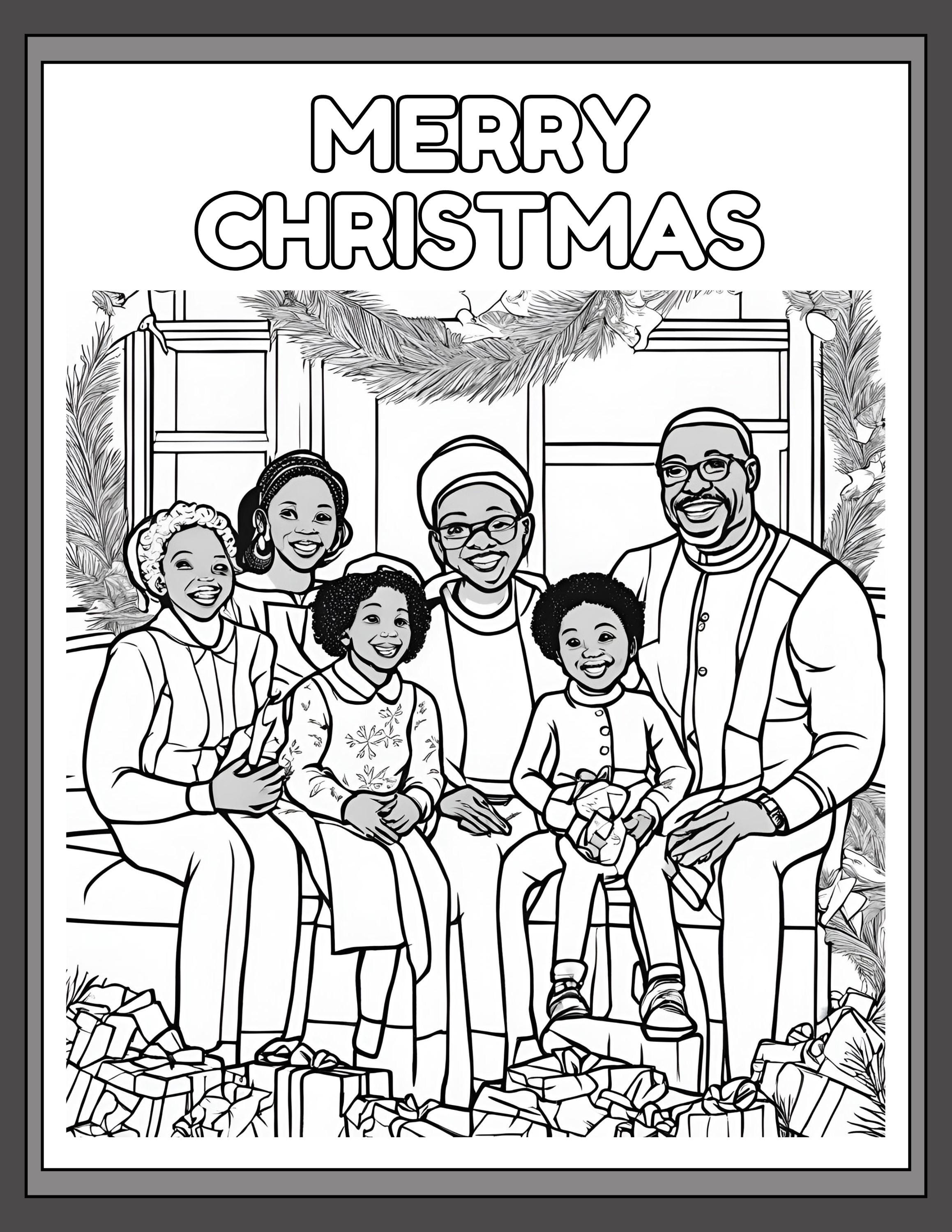 Black Family Christmas Coloring Pages - Etsy
