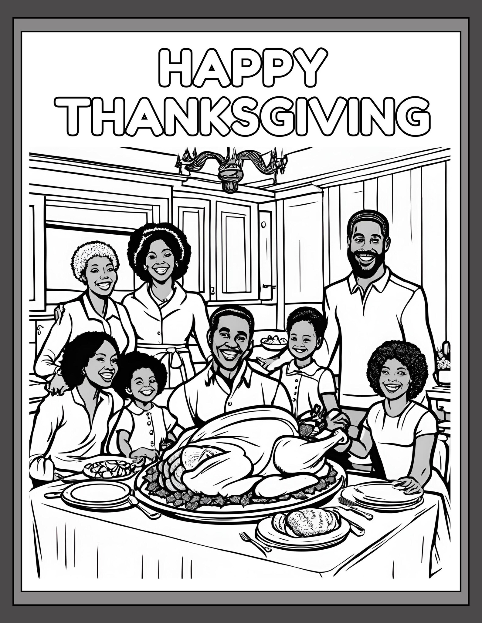 Black Thanksgiving Day Coloring Pages - Etsy