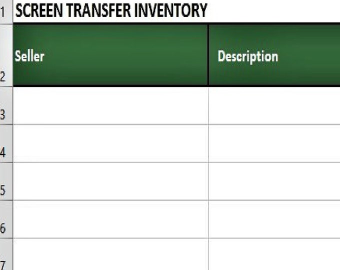 Excel Inventory List Blank Spreadsheet Digital Download - Etsy