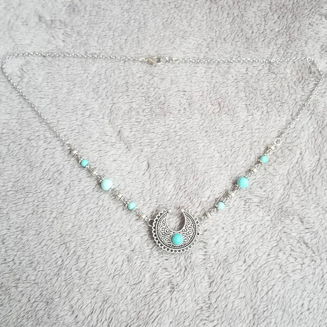 Turquoise Moon Necklace - Etsy
