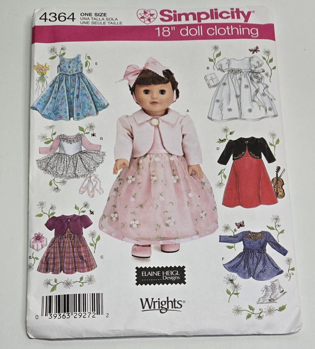 Simplicity Sewing Pattern #4364 for Your 18" Doll Clothes - Etsy