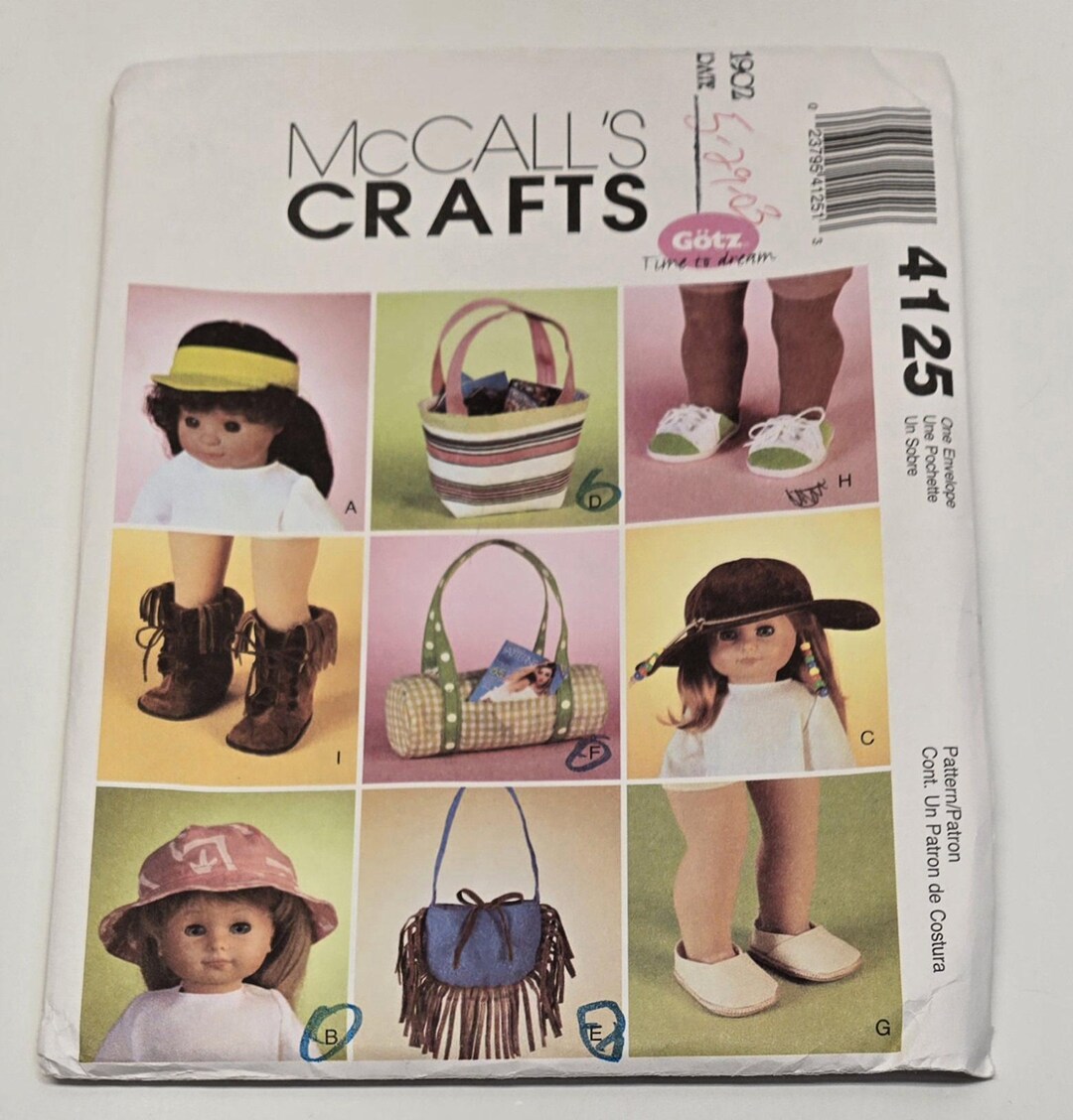 Mccall's Sewing Pattern #4125 for Your 18" Doll Clothes - Etsy