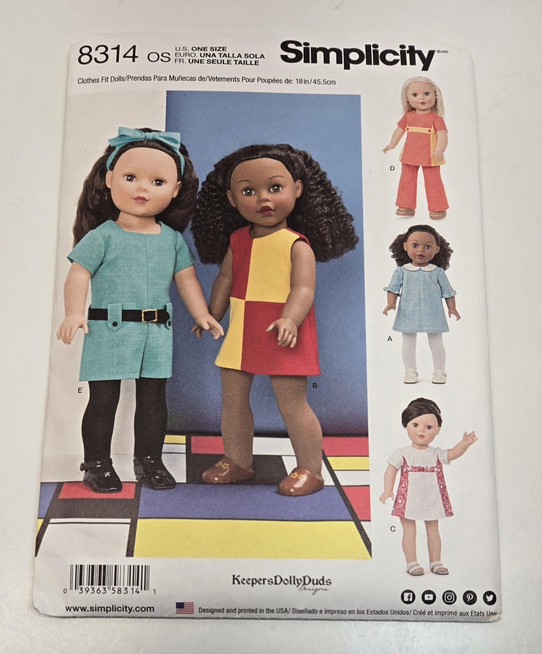 Simplicity Sewing Pattern #8314 for 18" Doll Clothes - Etsy