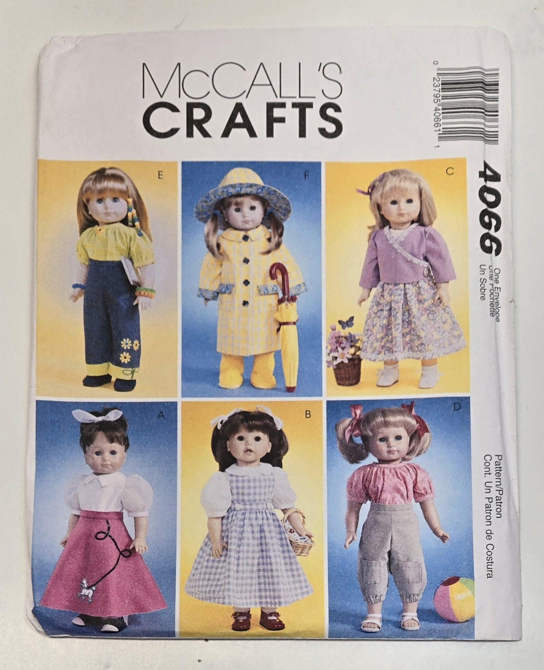 Mccall's Sewing Pattern #4066 for 18" Doll Clothes - Etsy