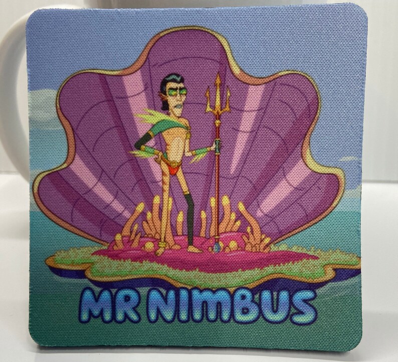 Mr nimbus glossy wooden or flexible rubber coaster funny Rick | Etsy