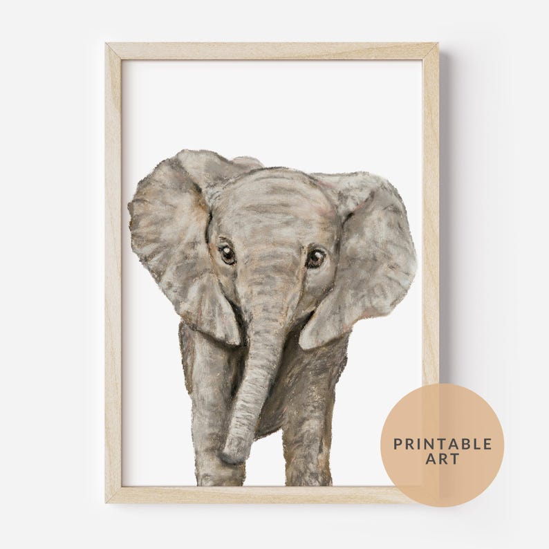 Elephant Nursery Printable, Neutral Safari Wall Art Download - Etsy