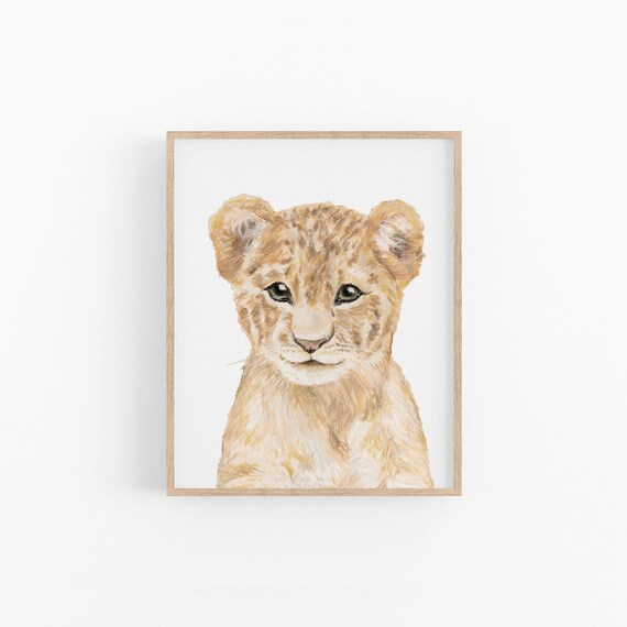 Lion Cub Print Minimalist Lion Print Animal Artwork Lion - Etsy