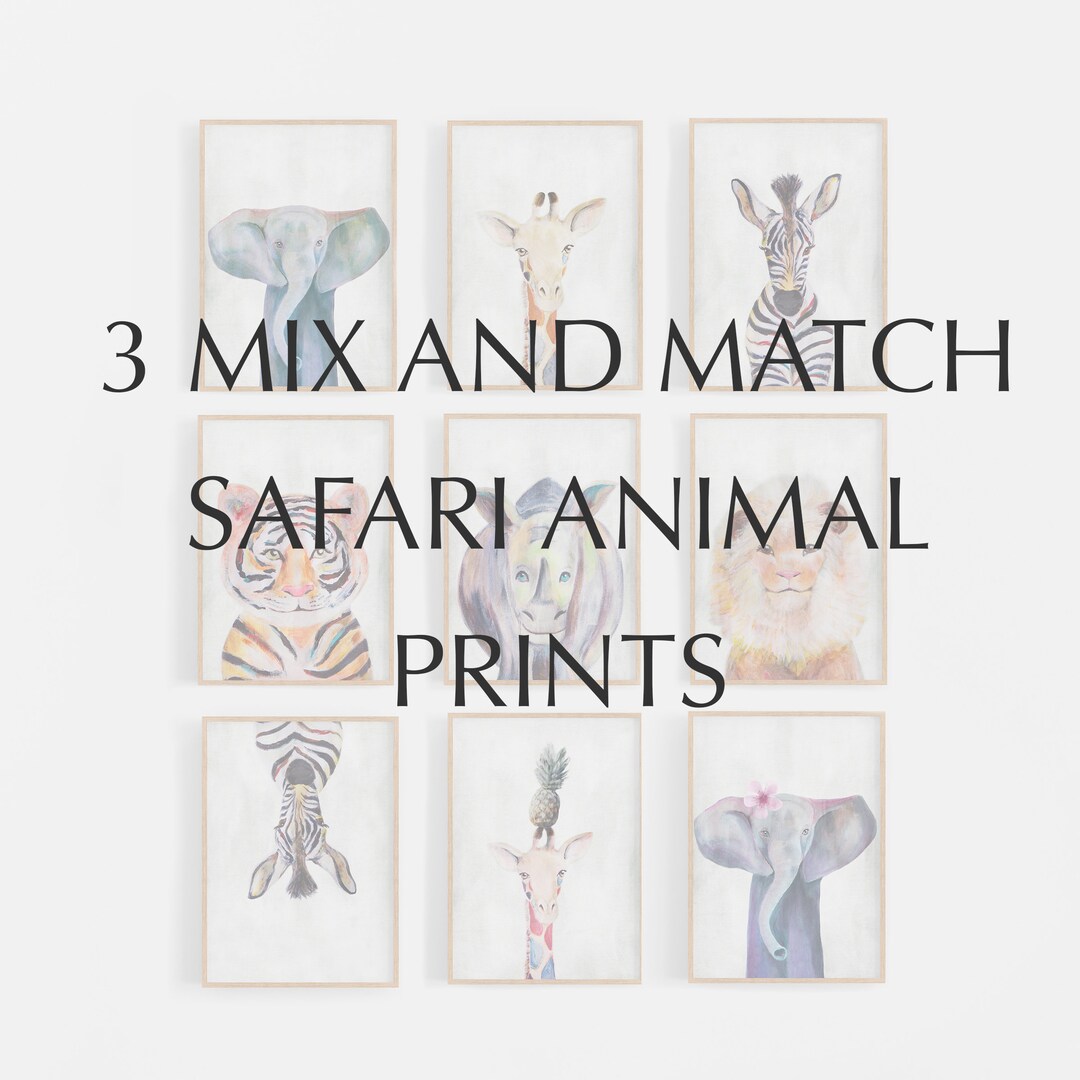 Safari Animal Prints Animal Art Print Set of 3 // Printed for You ...