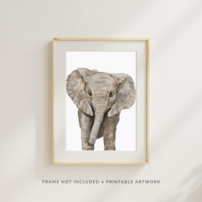 Elephant Nursery Printable, Neutral Safari Wall Art Download - Etsy