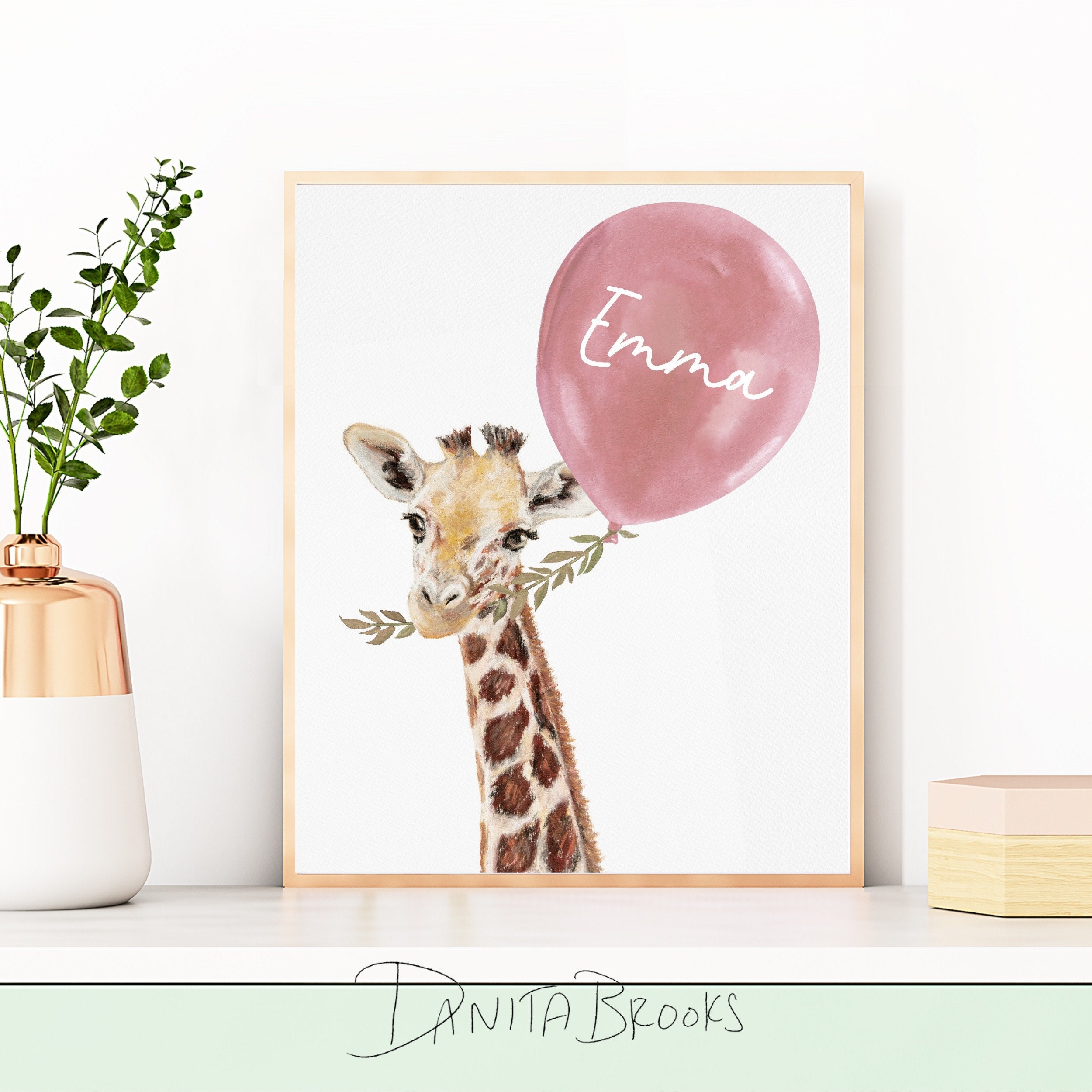 PERSONALIZED Giraffe Print, Giraffe Painting Safari Animal Art Print ...