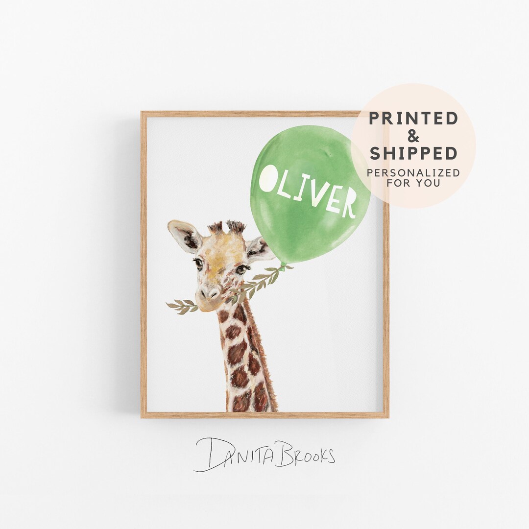 PERSONALIZED Giraffe Print, Giraffe Painting Safari Animal Art Print ...