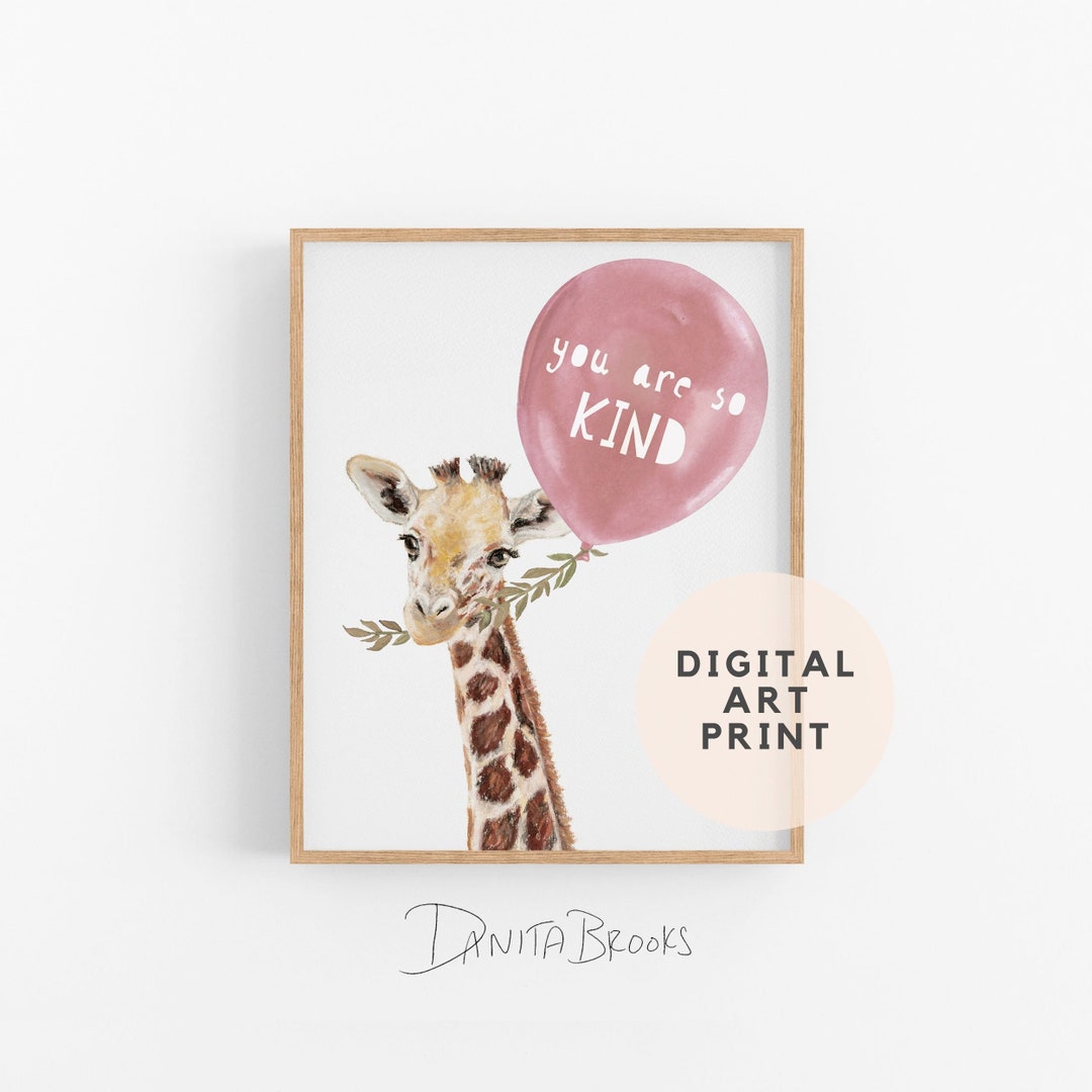 Giraffe Safari Art Kindness Art Print Encouraging Words Art Print ...