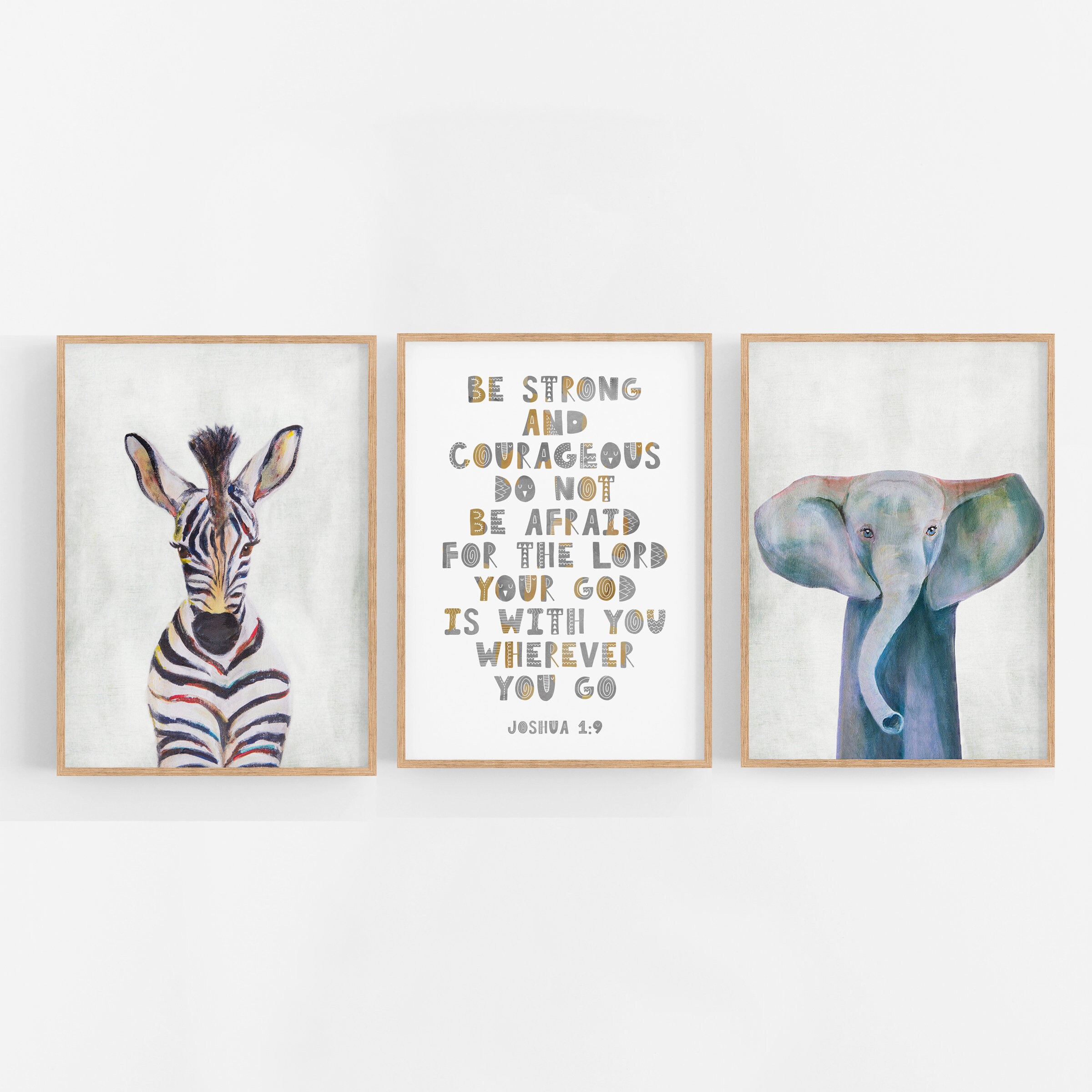 Zebra Elephant Bible Verse Wall Art Set of 3 PRINTABLE - Etsy Denmark