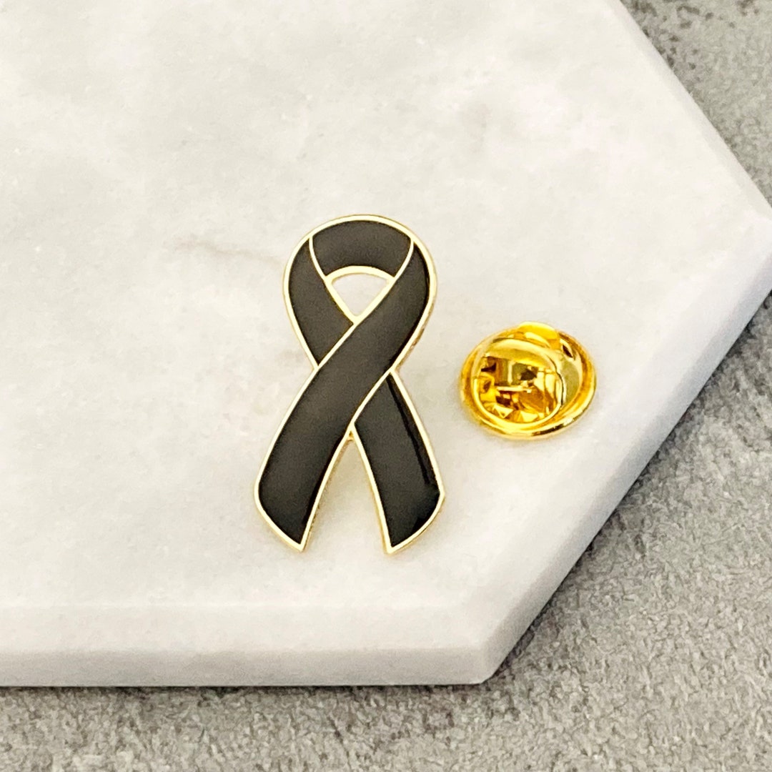 Black Awareness Ribbon Pin, Melanoma, Sleep Disorder Support Badge - Etsy