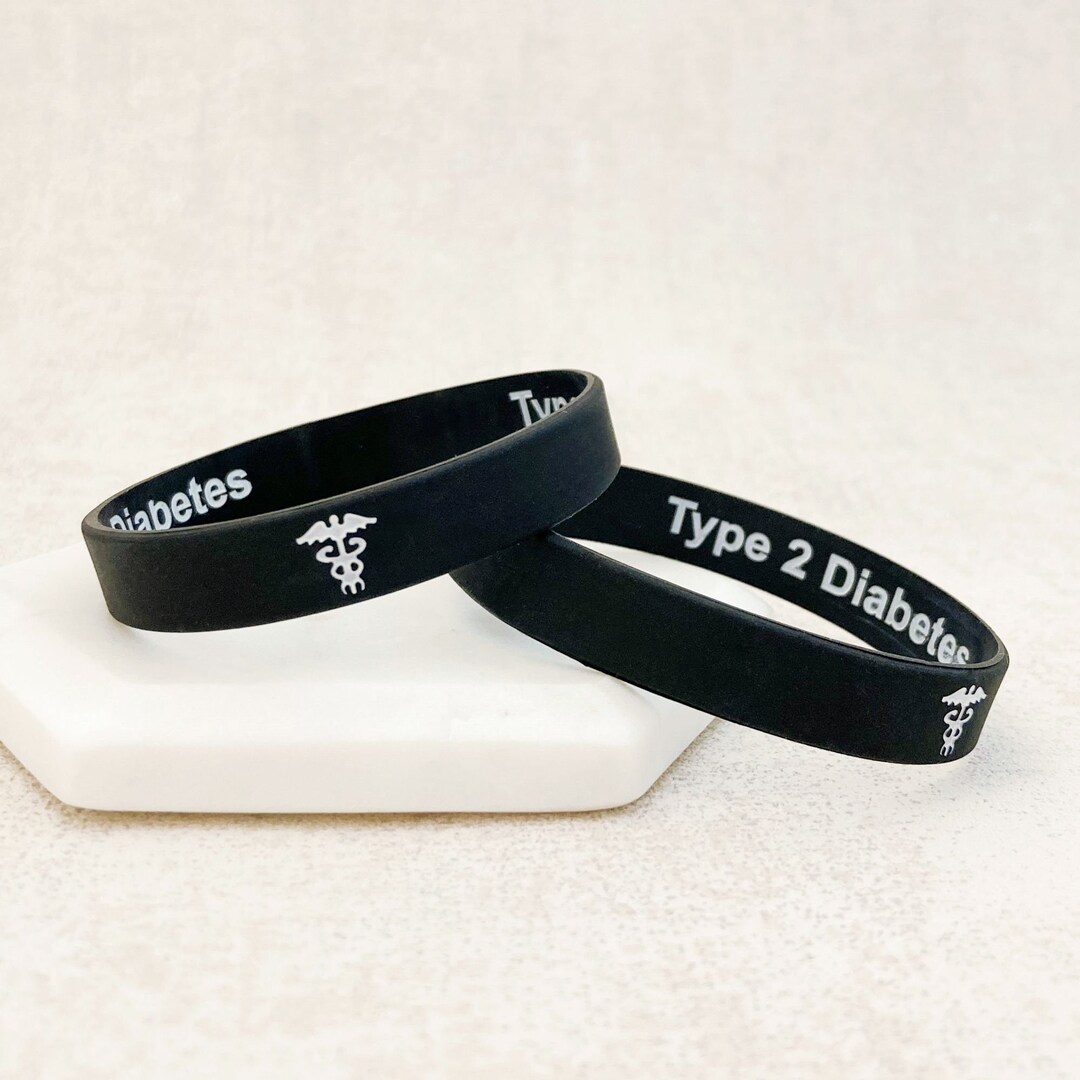 Type 2 Diabetes Silicone Medical Alert Wristband, Hidden Message (202mm ...