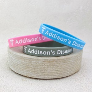 Addison's Disease Wristbands Medical ID Band Bracelets - Etsy