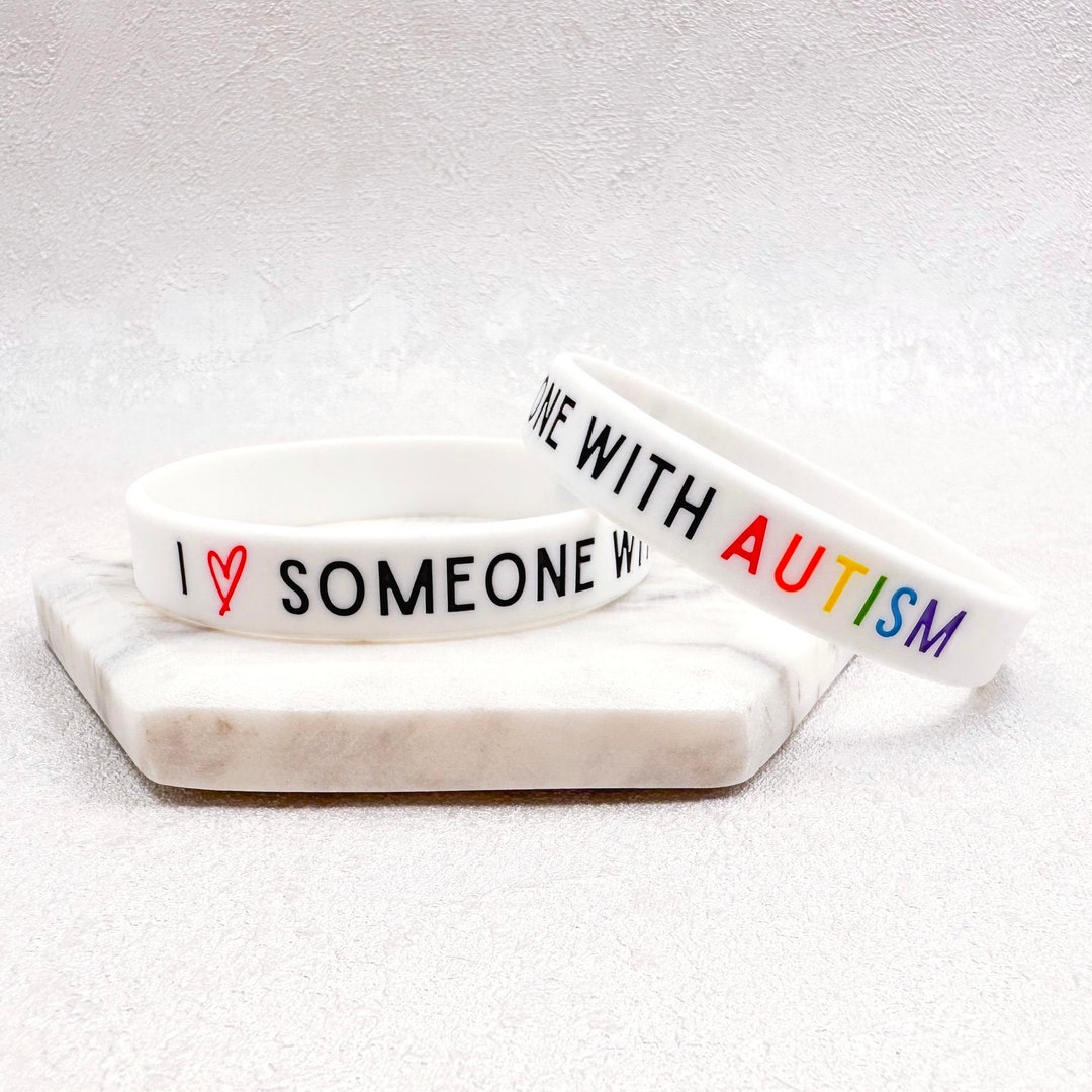 Autism Awareness Silicone Wristband: I Love Someone Autistic Rainbow ...
