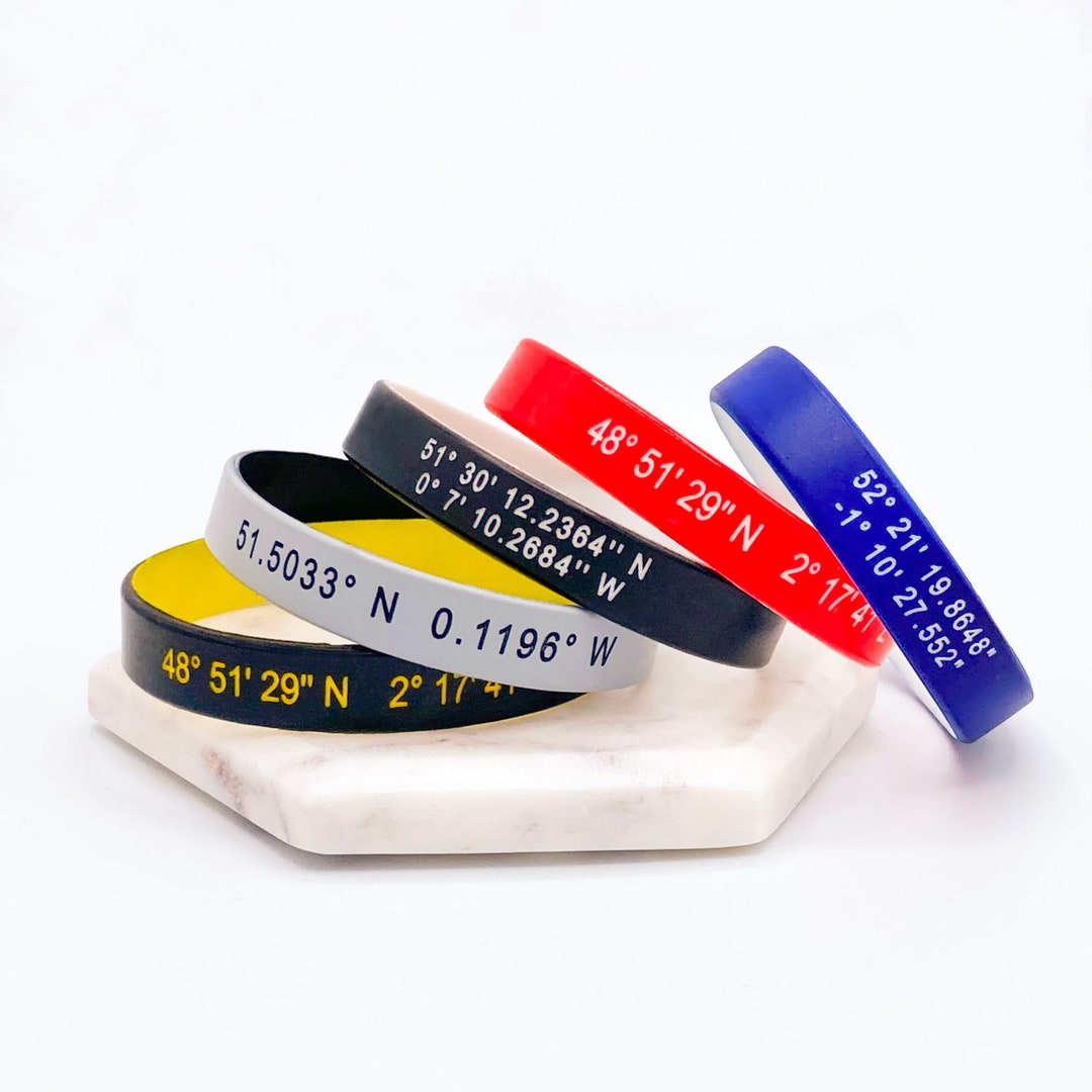 Grid Coordinates Wristband Latitude Longitude Silicone Wristbands GPS ...