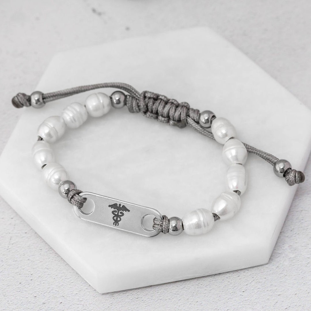 Diabetic Medical Bracelets Type 1 2 T2 T1 Alert Bracelet ID Pearls ...