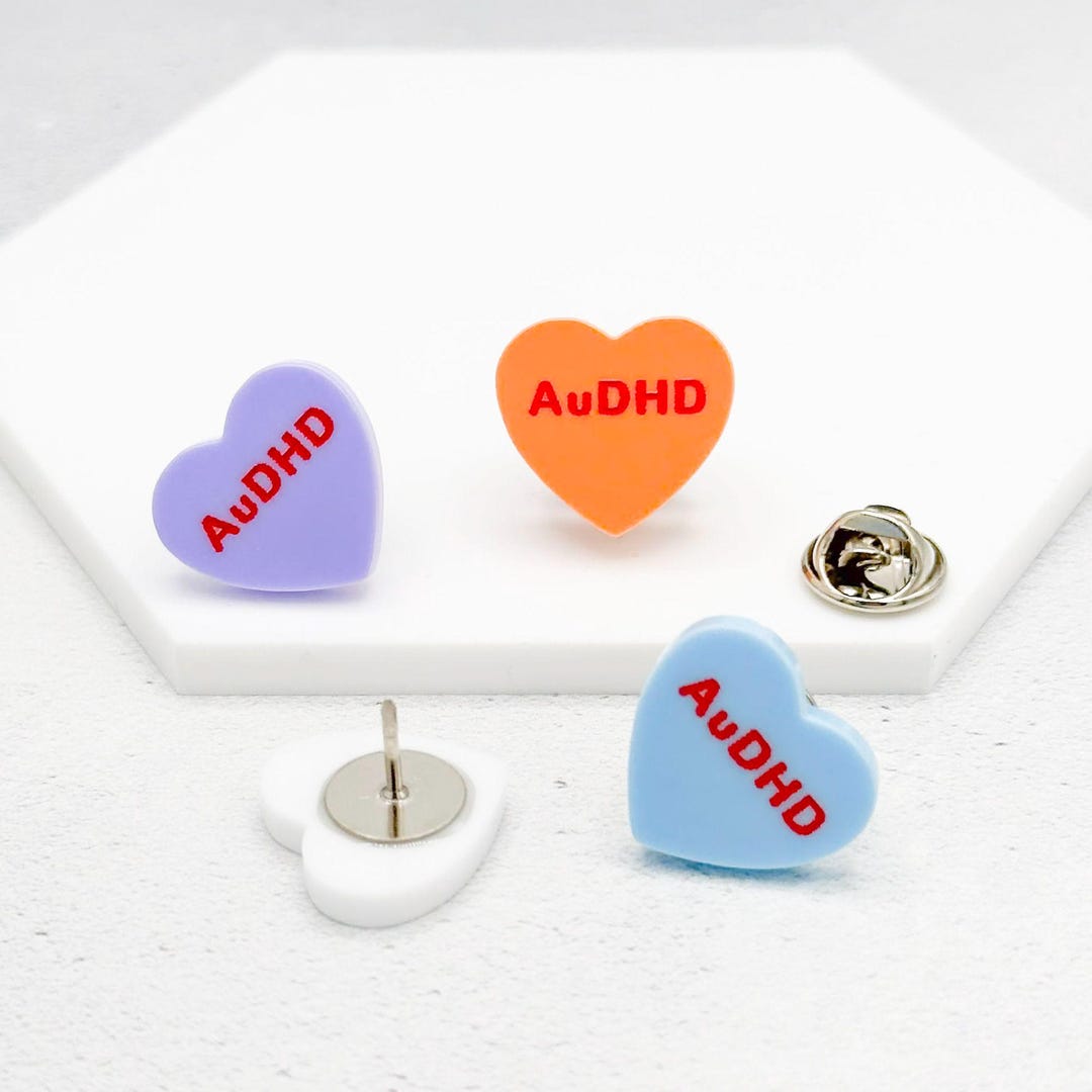 Audhd Awareness Pin: Heart Acrylic Badge, Autism ADHD Awareness ...