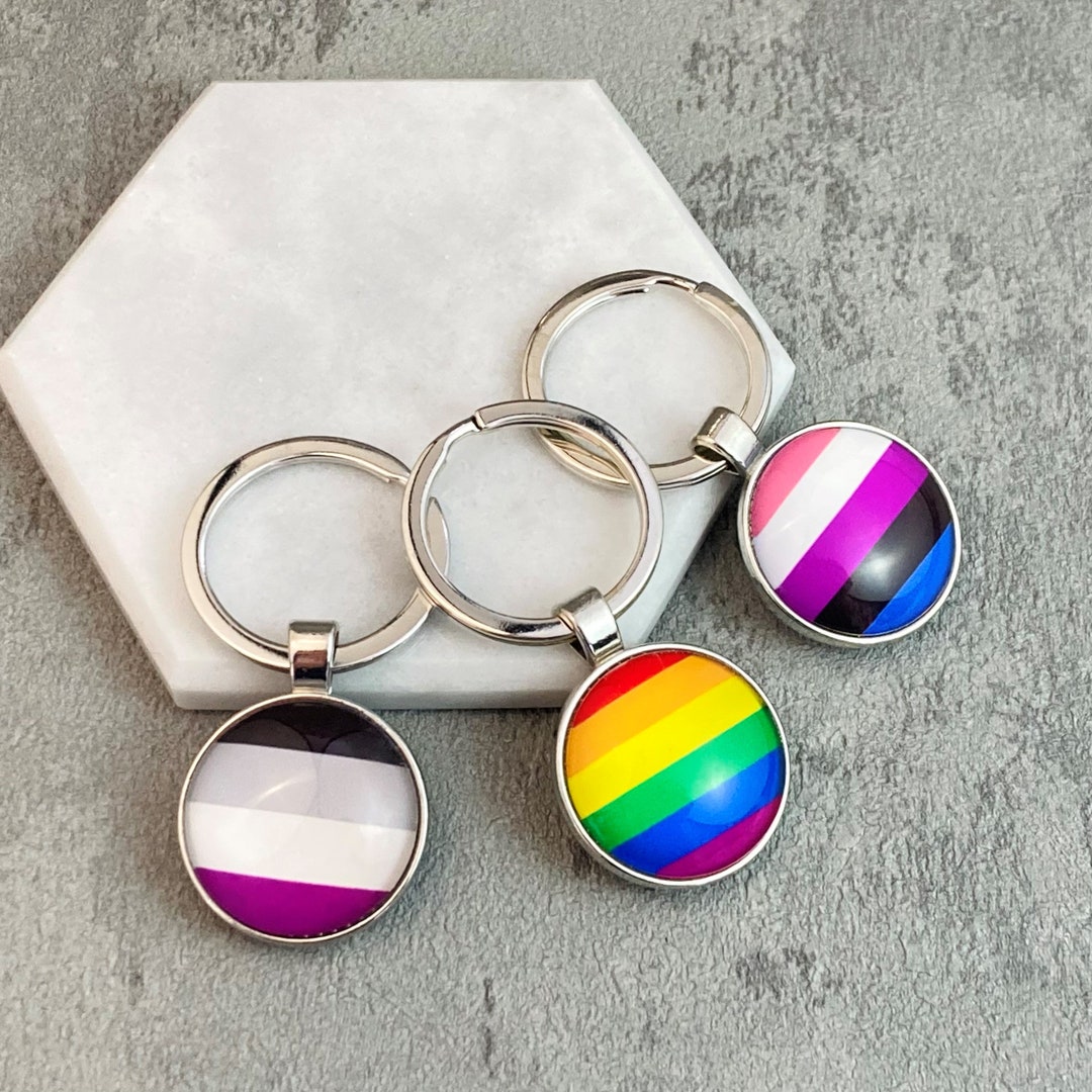 LGBT Keychains Key Chain Ring Ace Asexual Bi Bisexual Gay Genderfluid ...