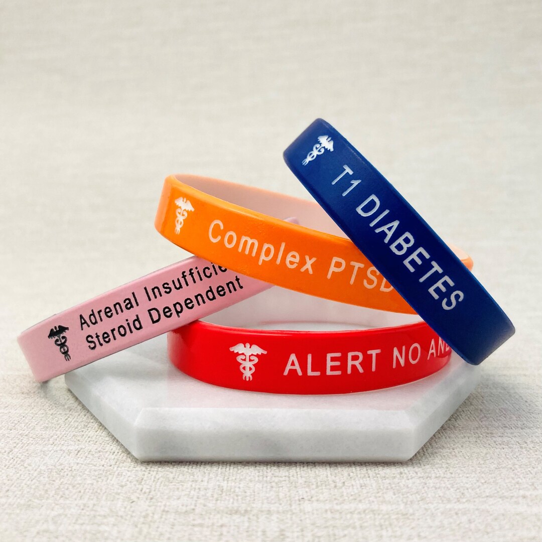 Custom Medical Alert Wristband for Teens, Personalized Silicone Band ...