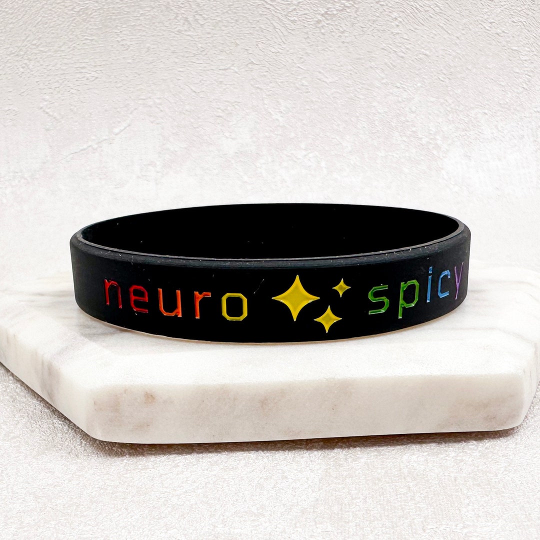 Neuro Spicy Bracelet Autism Awareness Wristband Black Rainbow Band for ...