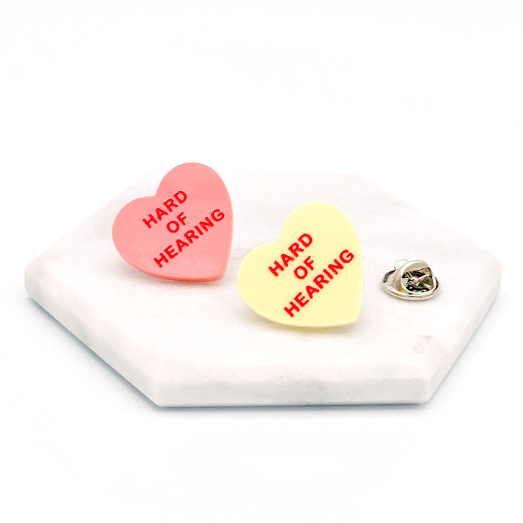 Hard of Hearing Pin Deaf Awareness Medical Alert Badge Heart Lanyard ...