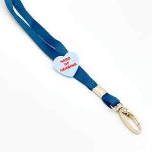 Hard of Hearing Pin Deaf Awareness Medical Alert Badge Heart Lanyard ...