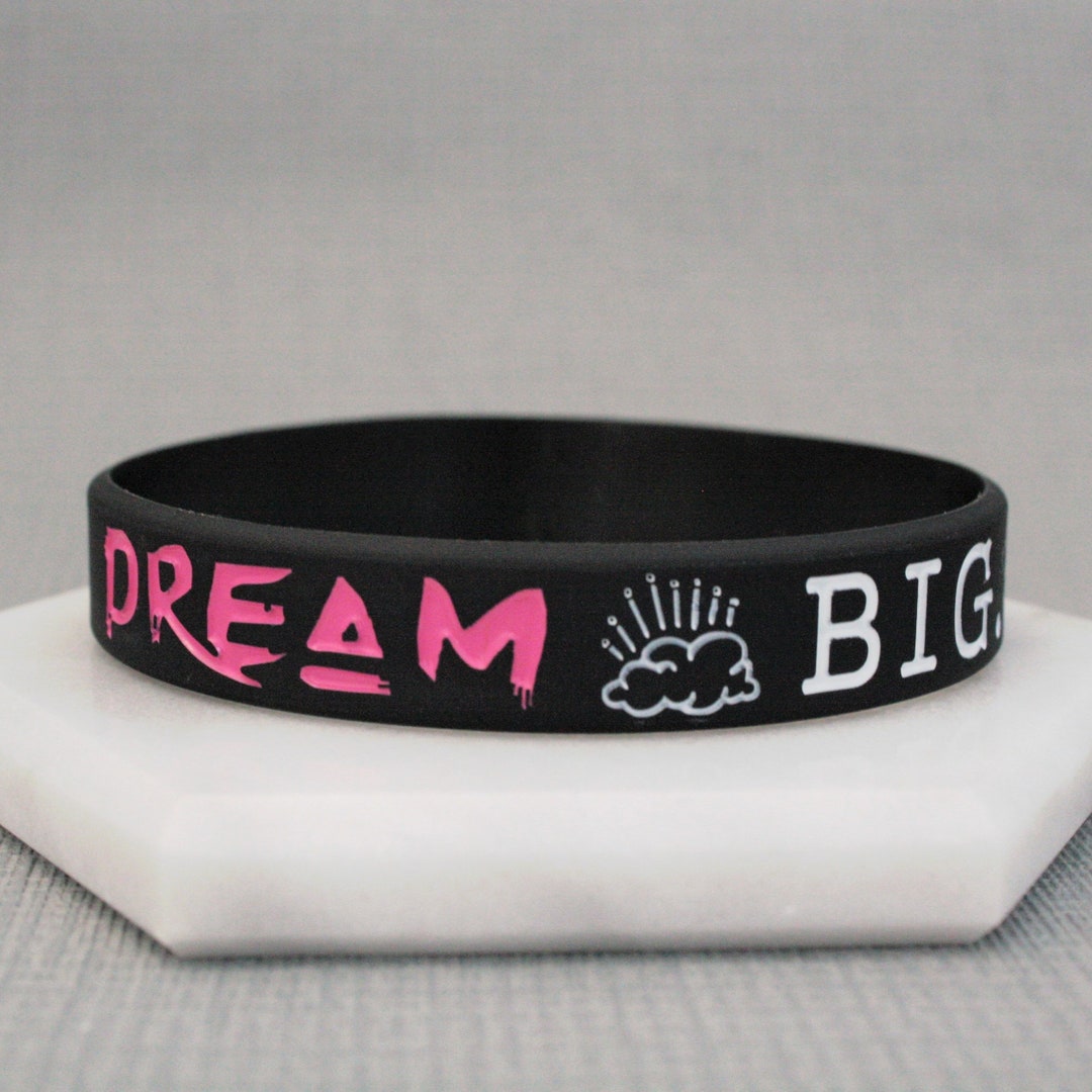 Dream Big Inspirational Band Wristband Silicone Slogan Positive Happy ...