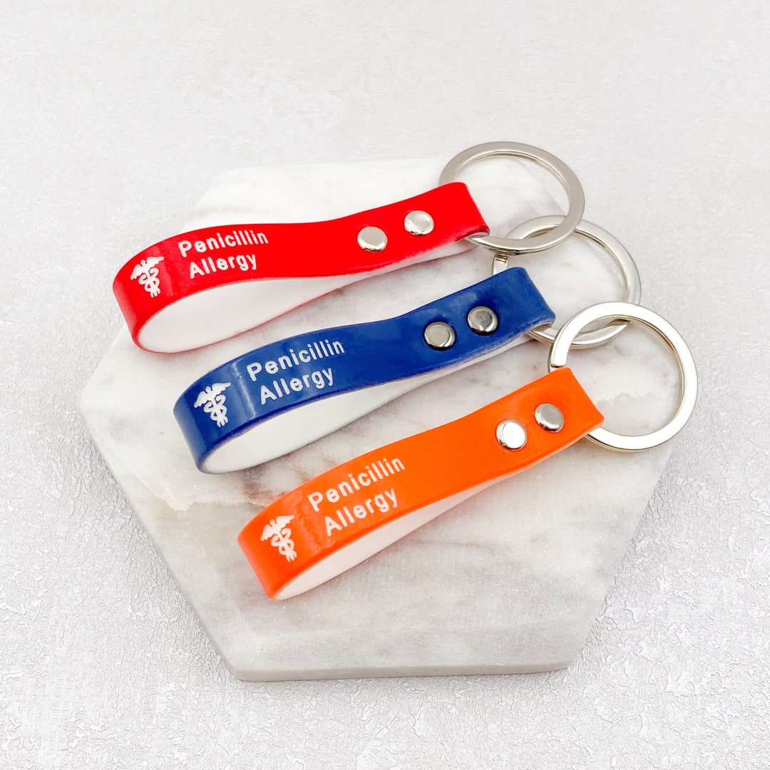 Penicillin Allergy Keychain Stainless Steel Silicone Medical Alert ID ...
