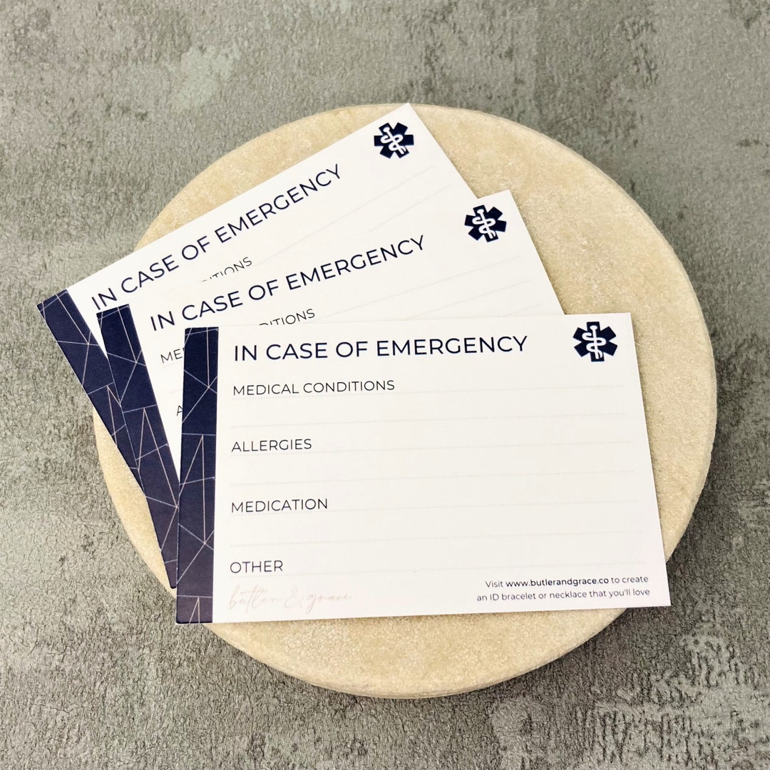 Personalised Wallet Cards Custom Emergency Contacts for Medical ...