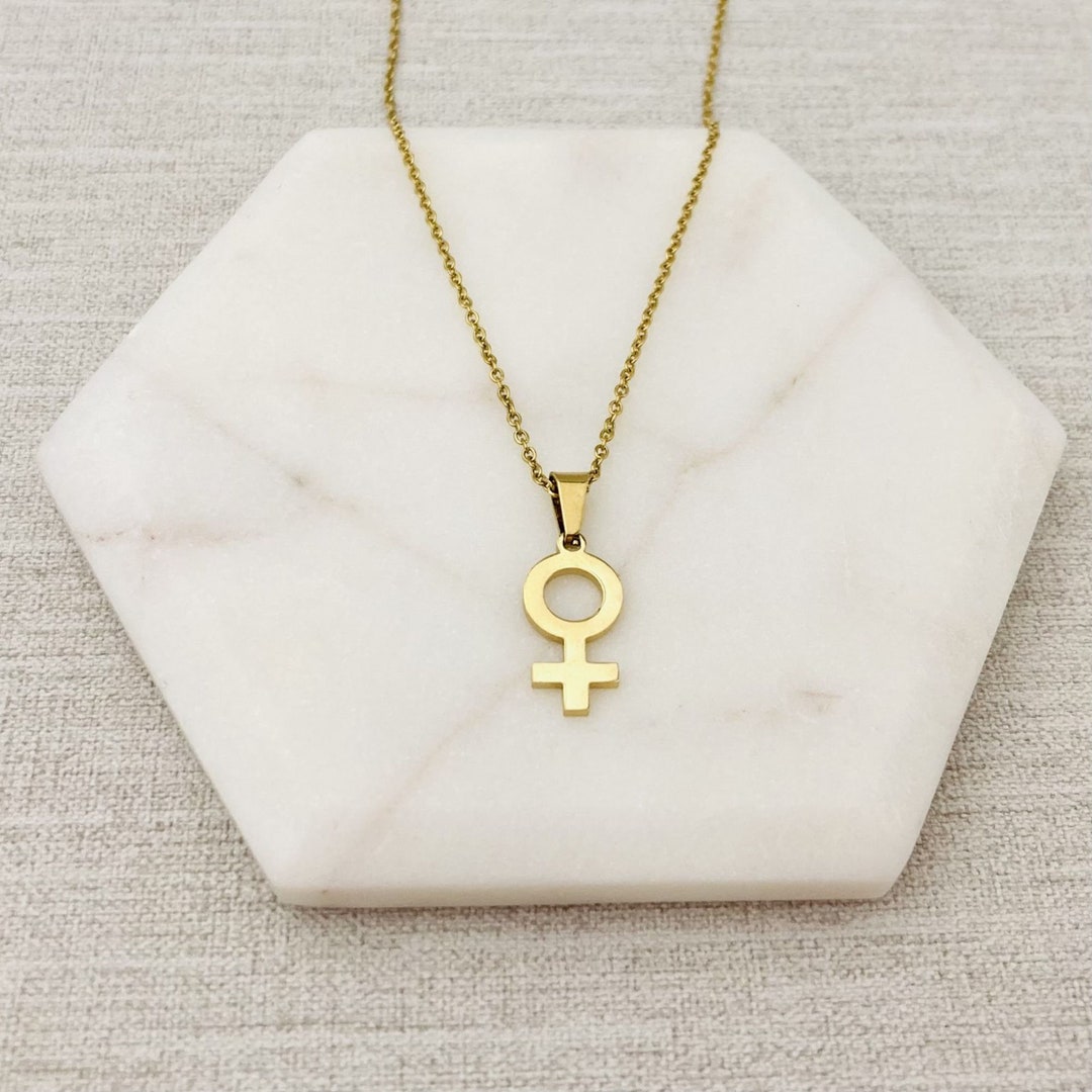 Female Gender Pendant for Women Transgender Trans Gold Golden Tone ...