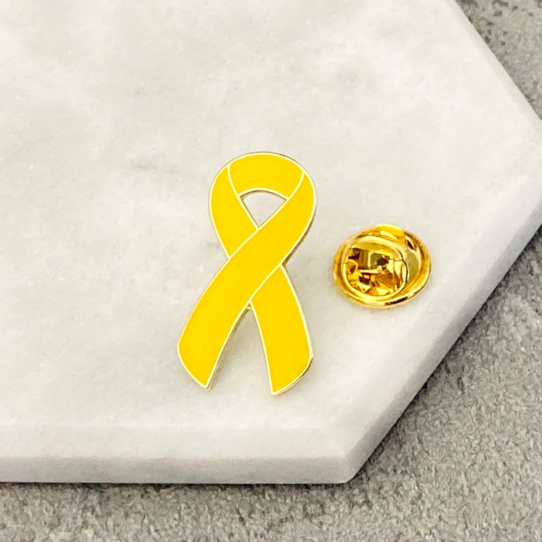 Yellow Awareness Ribbon Pin for Liver Bladder Cancer Sarcoma ...