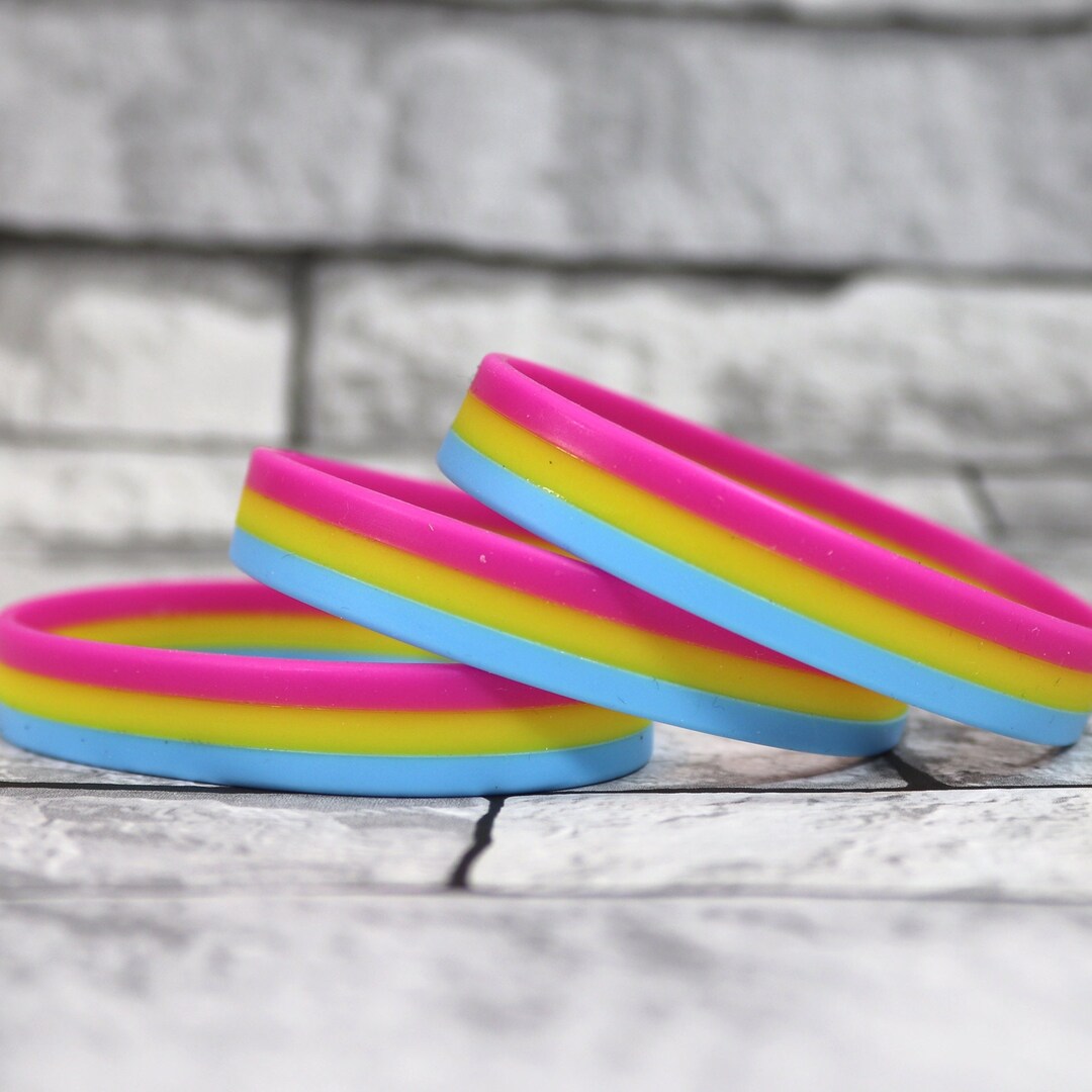 LGBT Pride Wristbands Pansexual Pink Yellow Blue Bands Rainbow Striped ...