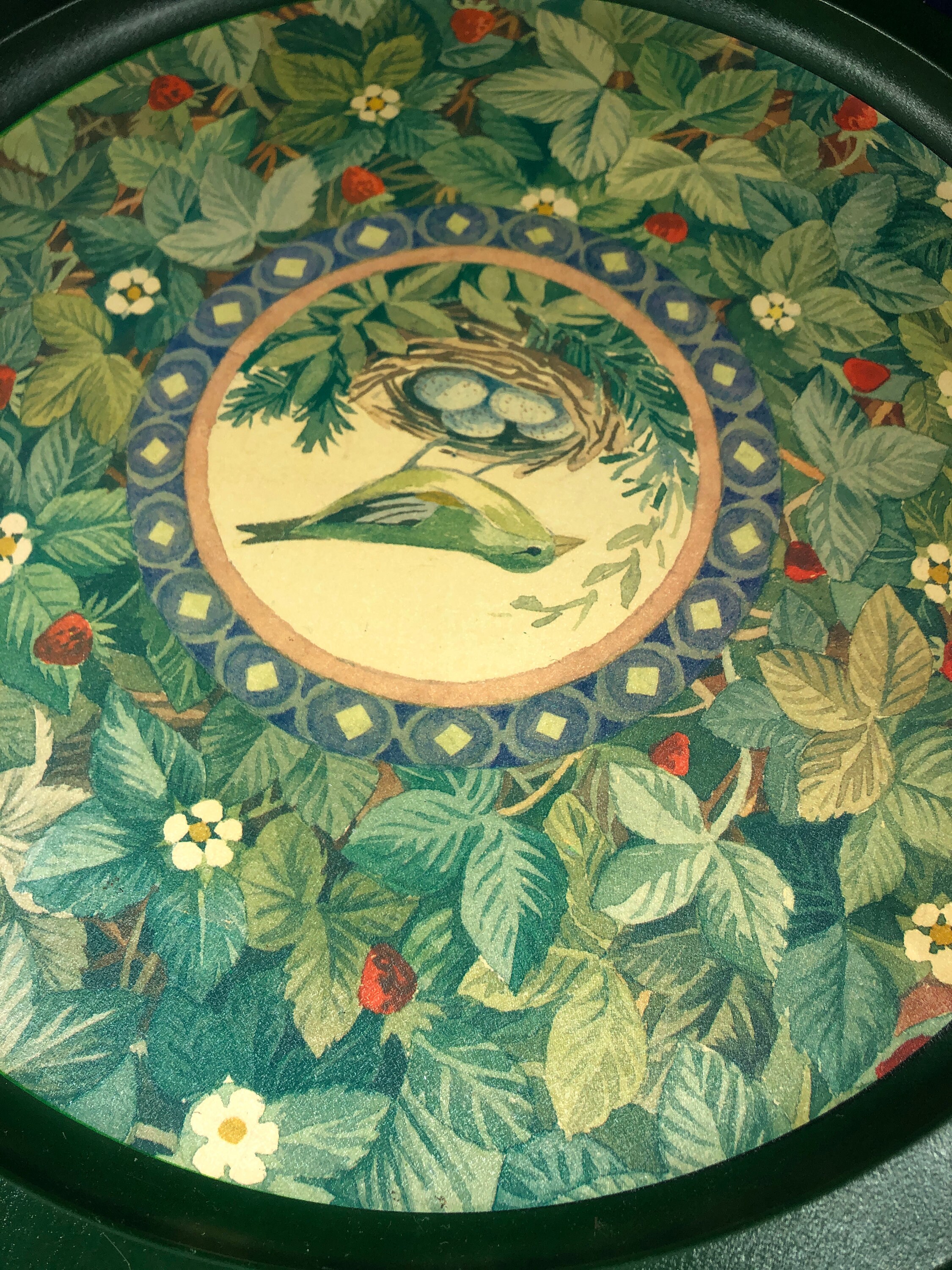 Pat Albeck Metal Bird Tray Wild Bird Robin With Strawberry Plants Wild ...
