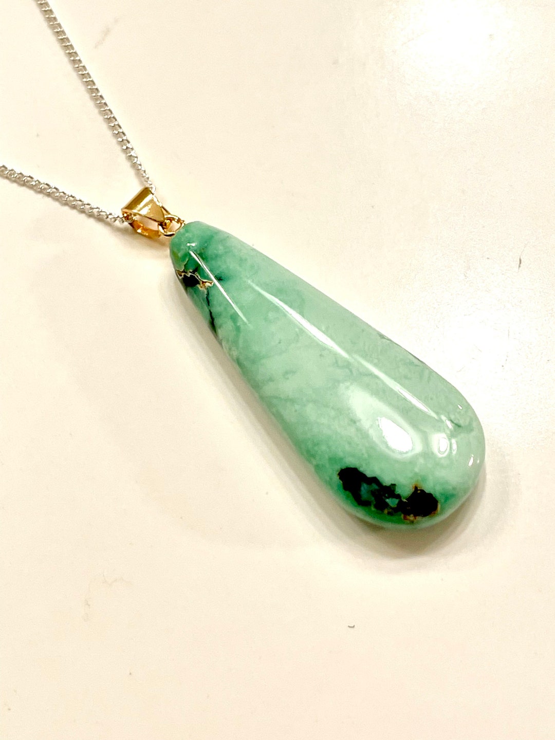Apache Turquoise Drop Pendant of Natural Gem High Grade 20.8 Ct Green ...