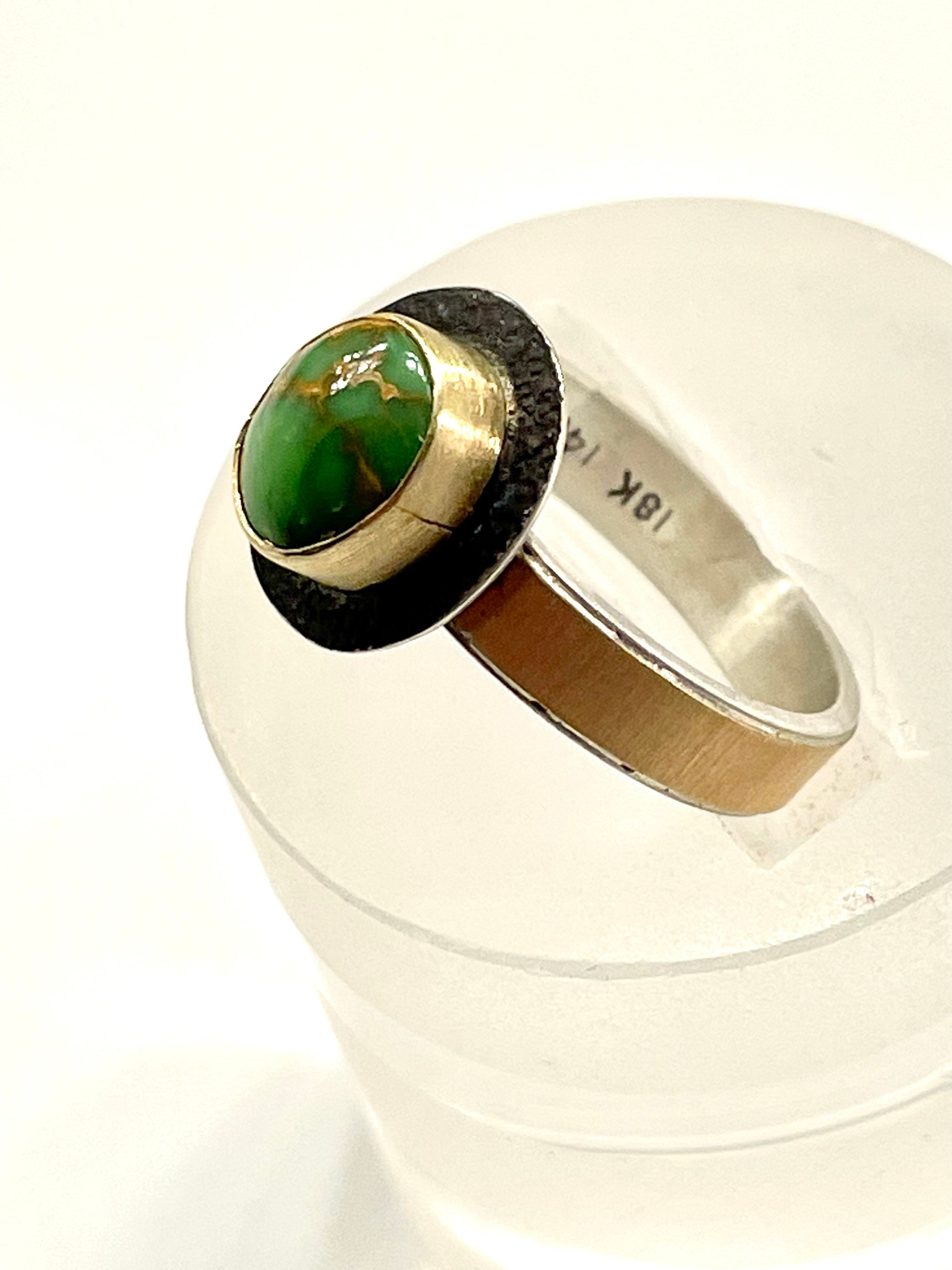 Carico Lake Turquoise Ring Natural Gem Faustite Green Spiderweb ...