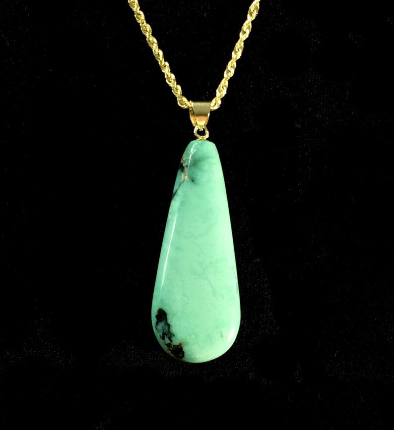 Apache Turquoise Drop Pendant of Natural Gem High Grade 20.8 Ct Green ...
