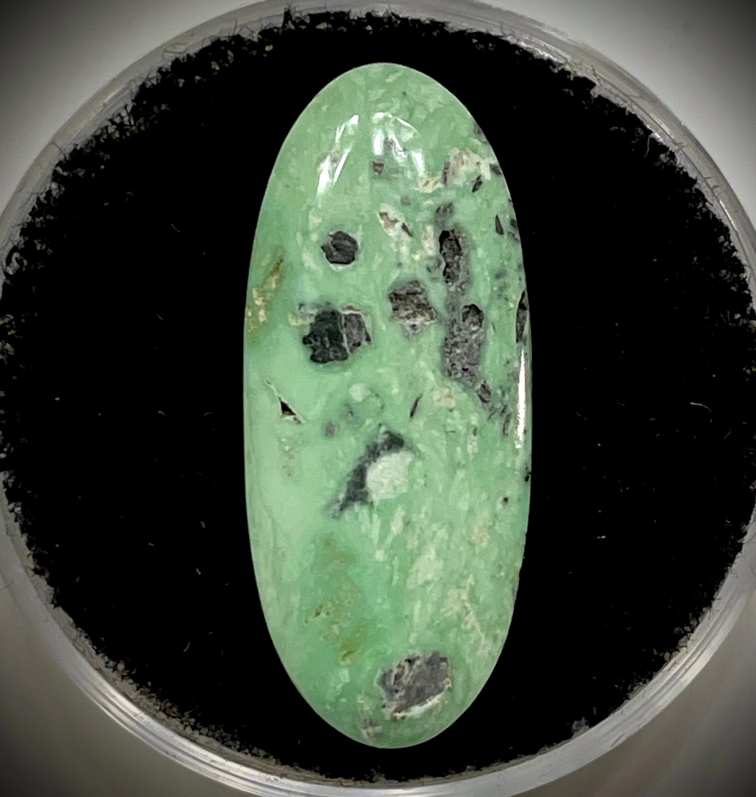 Pixie Turquoise Natural Rare Gem Green Faustite Cabochon With Black ...
